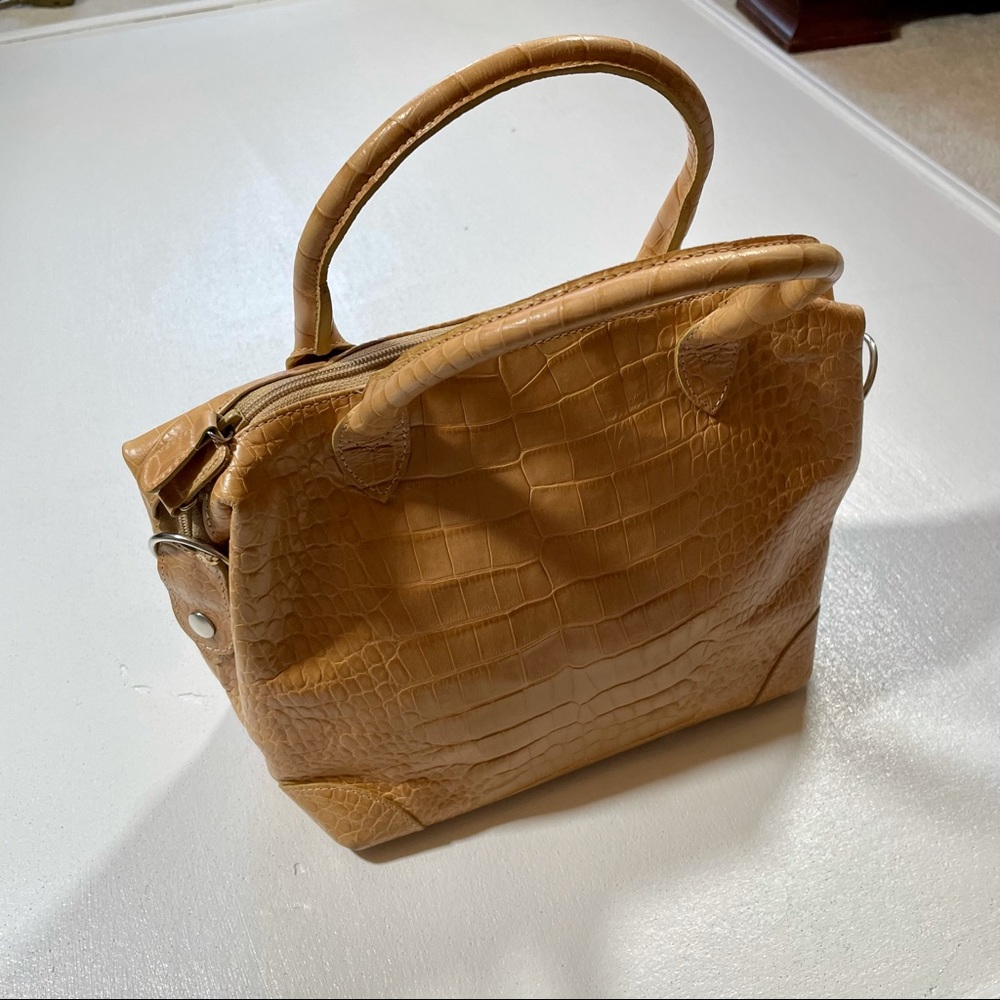 Tan Crocodile Alligator Print Purse Handbag Shoulder … - Gem